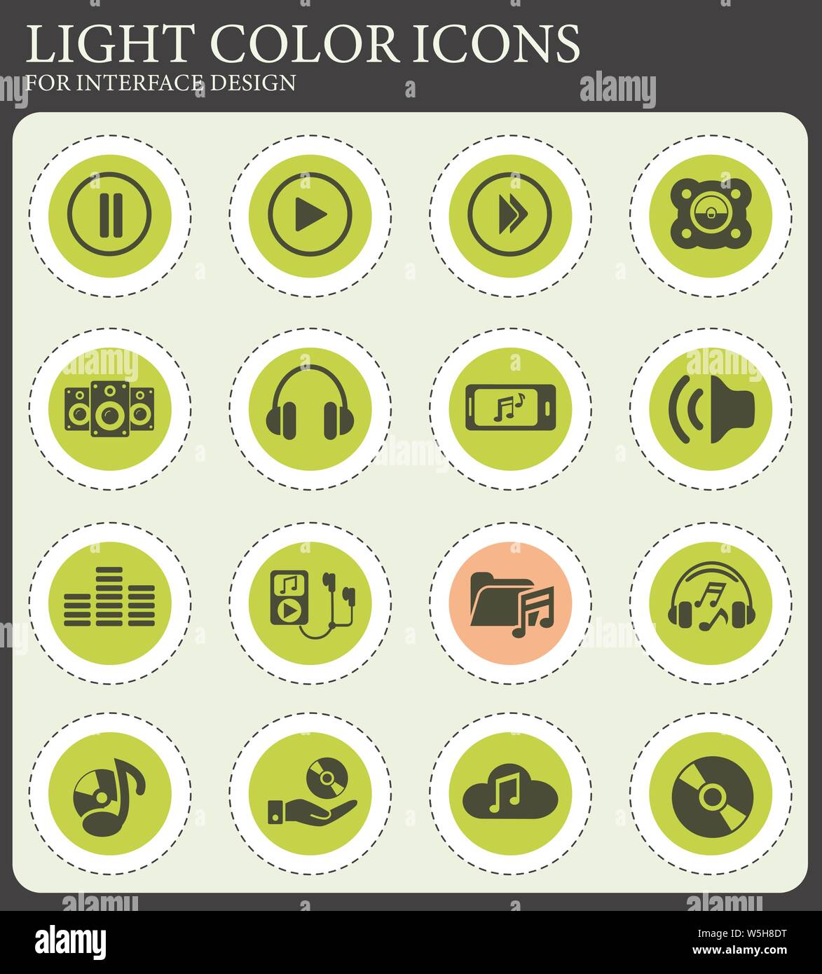 digital music web icons for user interface design Stock Vector Image ...