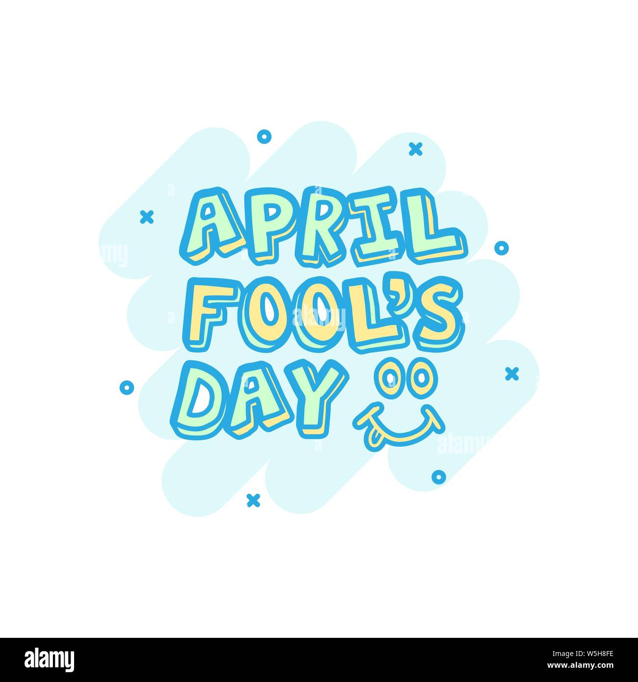 April fools day text icon in comic style. Happy banner vector cartoon ...