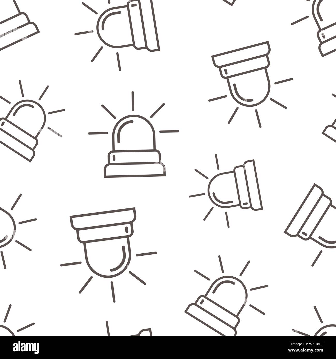 Emergency siren icon seamless pattern background. Police alarm vector ...