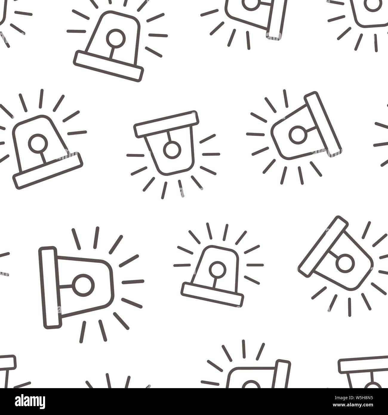 Emergency siren icon seamless pattern background. Police alarm vector ...