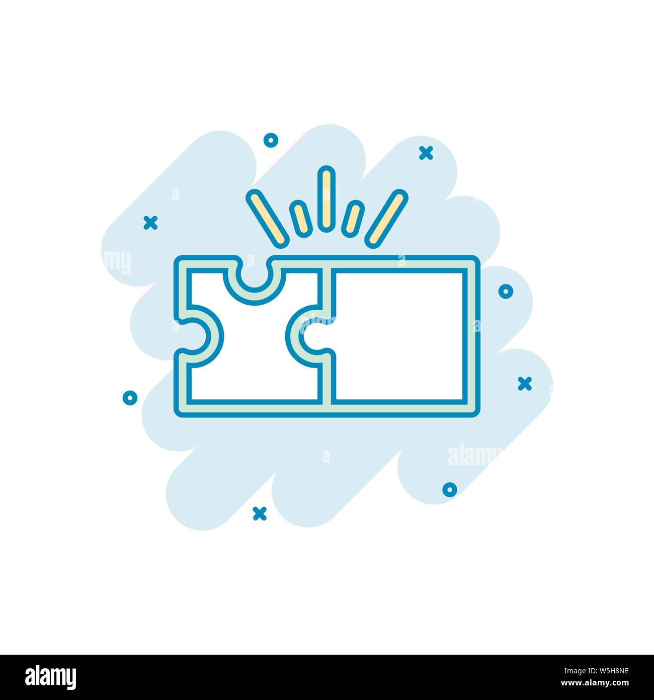 Puzzle compatible icon in comic style. Jigsaw agreement vector cartoon ...