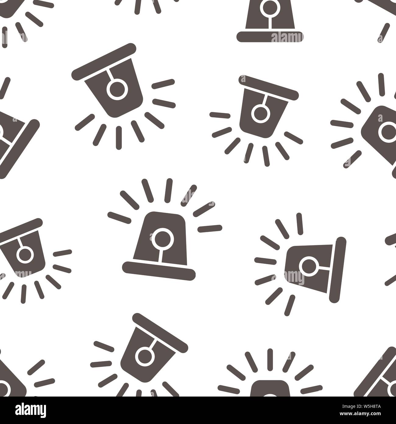 Emergency siren icon seamless pattern background. Police alarm vector ...