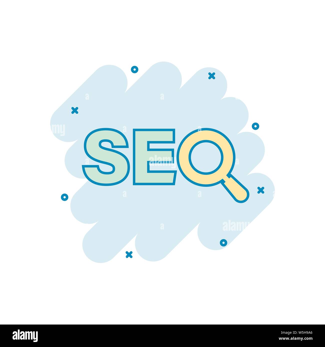 Seo analytics icon in comic style. Social media vector cartoon ...