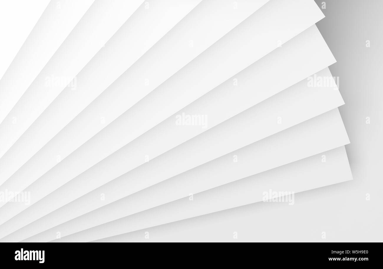 Abstract white digital background, decorative pile of paper sheets. 3d ...