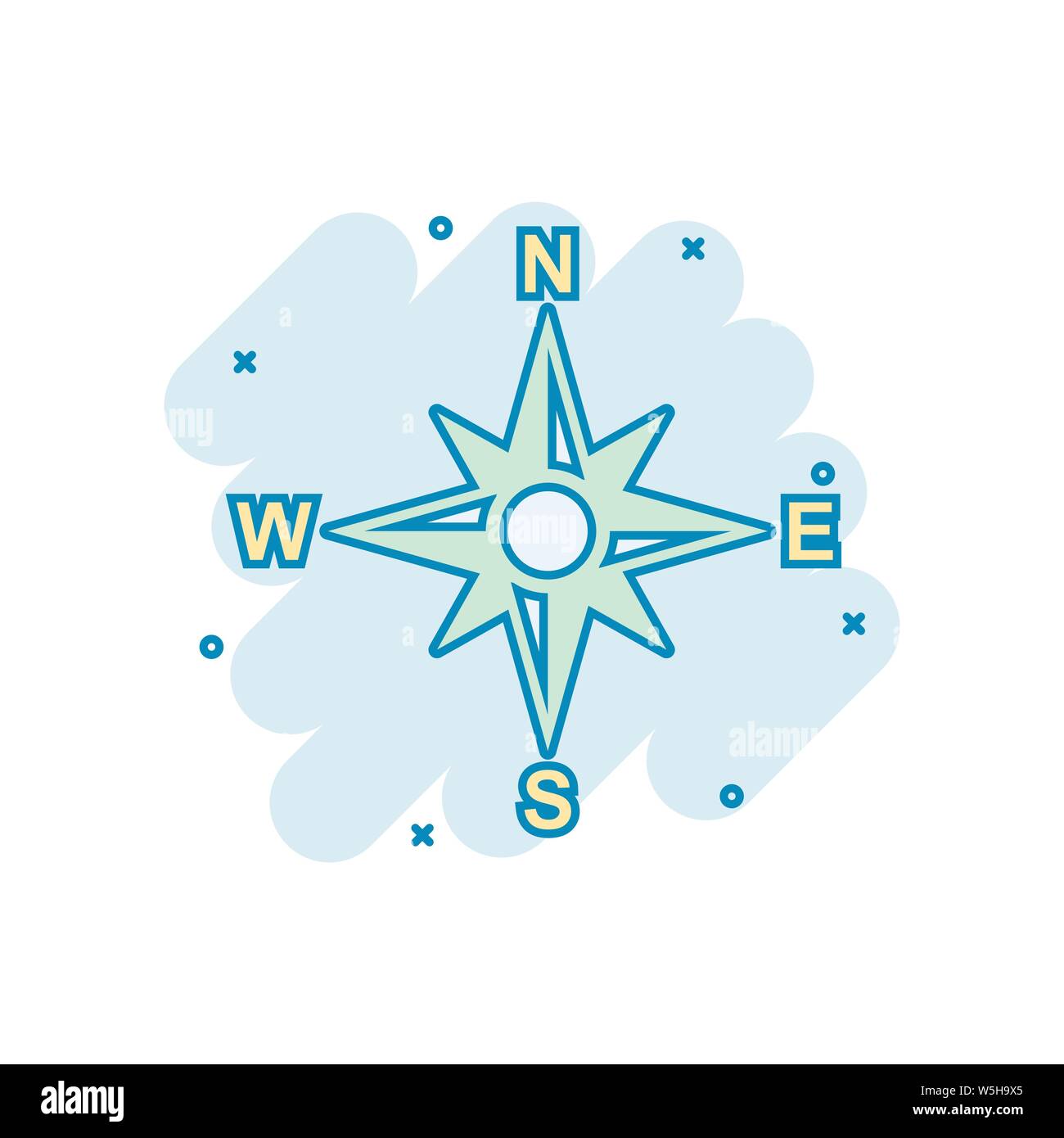 Global navigation icon in comic style. Compass gps vector cartoon ...