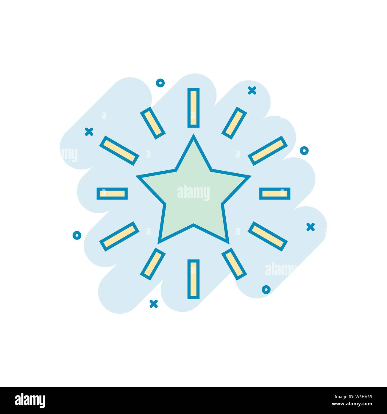 Excellence icon in comic style. Star ribbon vector cartoon illustration ...