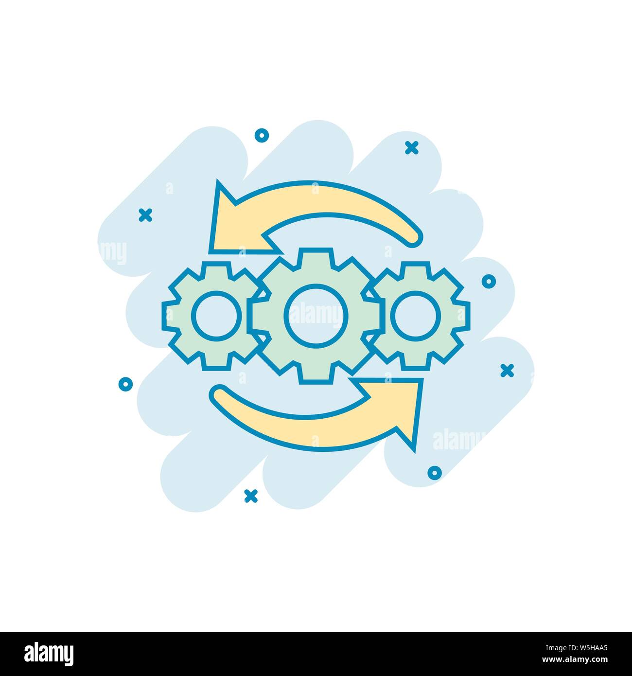 Operation project icon in comic style. Gear process vector cartoon ...