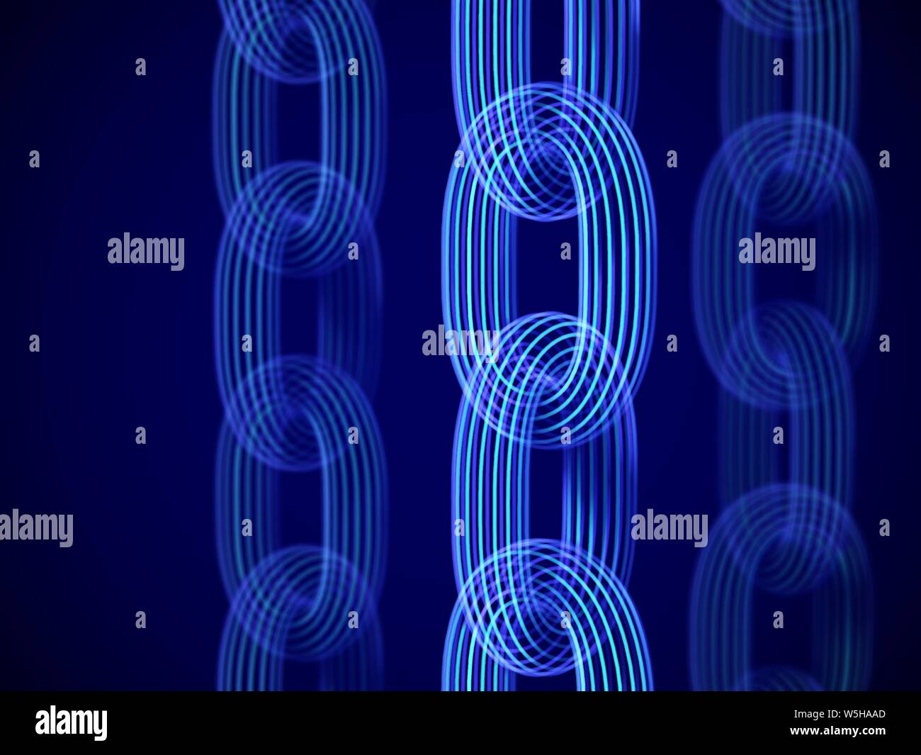 Blockchain technology and network connections: 3D digital chains Stock ...