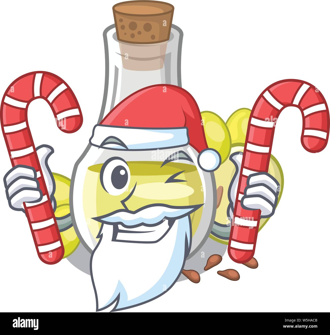 Santa with candy grape seed oil isolated in character vector ...