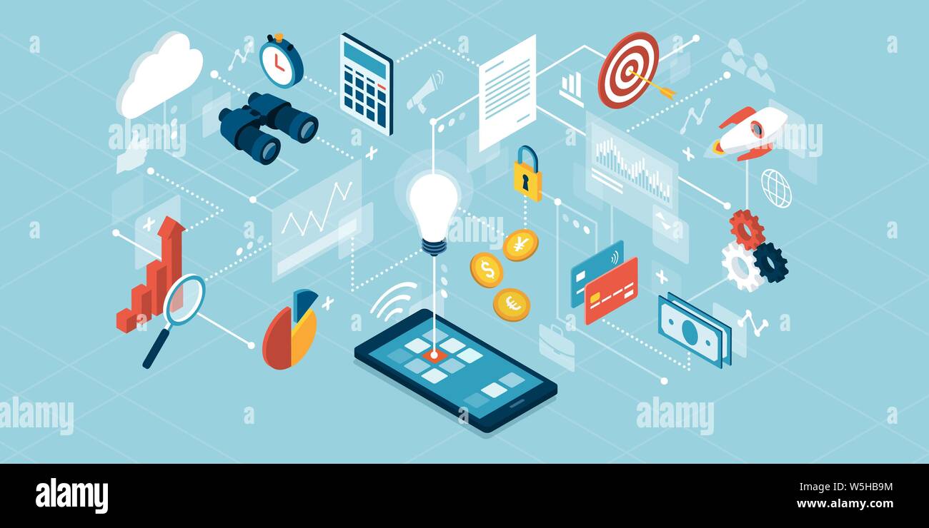 Business and finance management app, banking and accounting network of ...