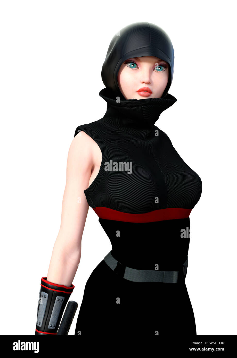 3D rendering of a female ninja isolated on white background Stock Photo ...