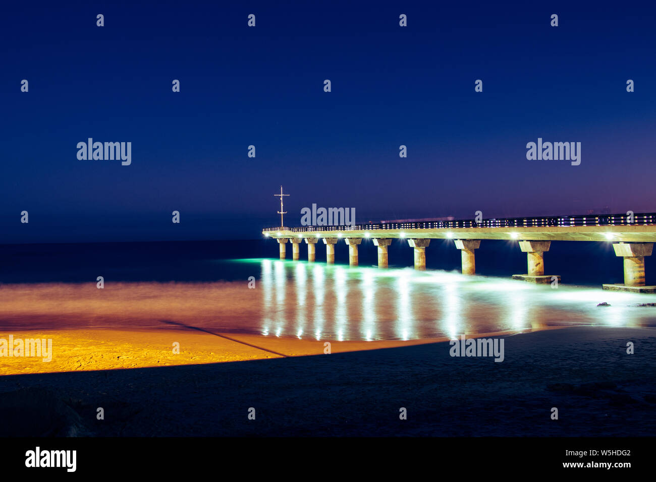 Summerstrand Pier at Night, Port Elizabeth, South Africa Stock Photo ...