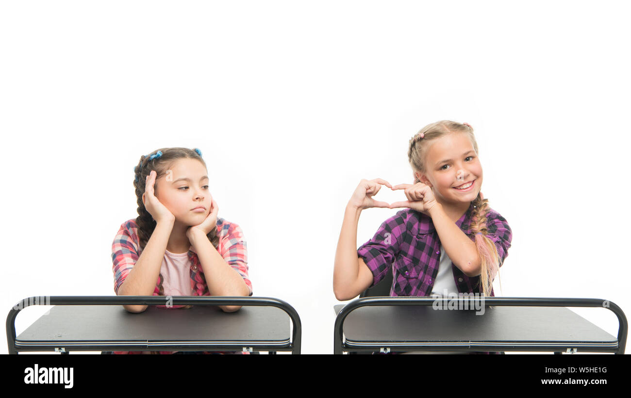 Favorite lesson concept. Love study. Education school program. Girls ...