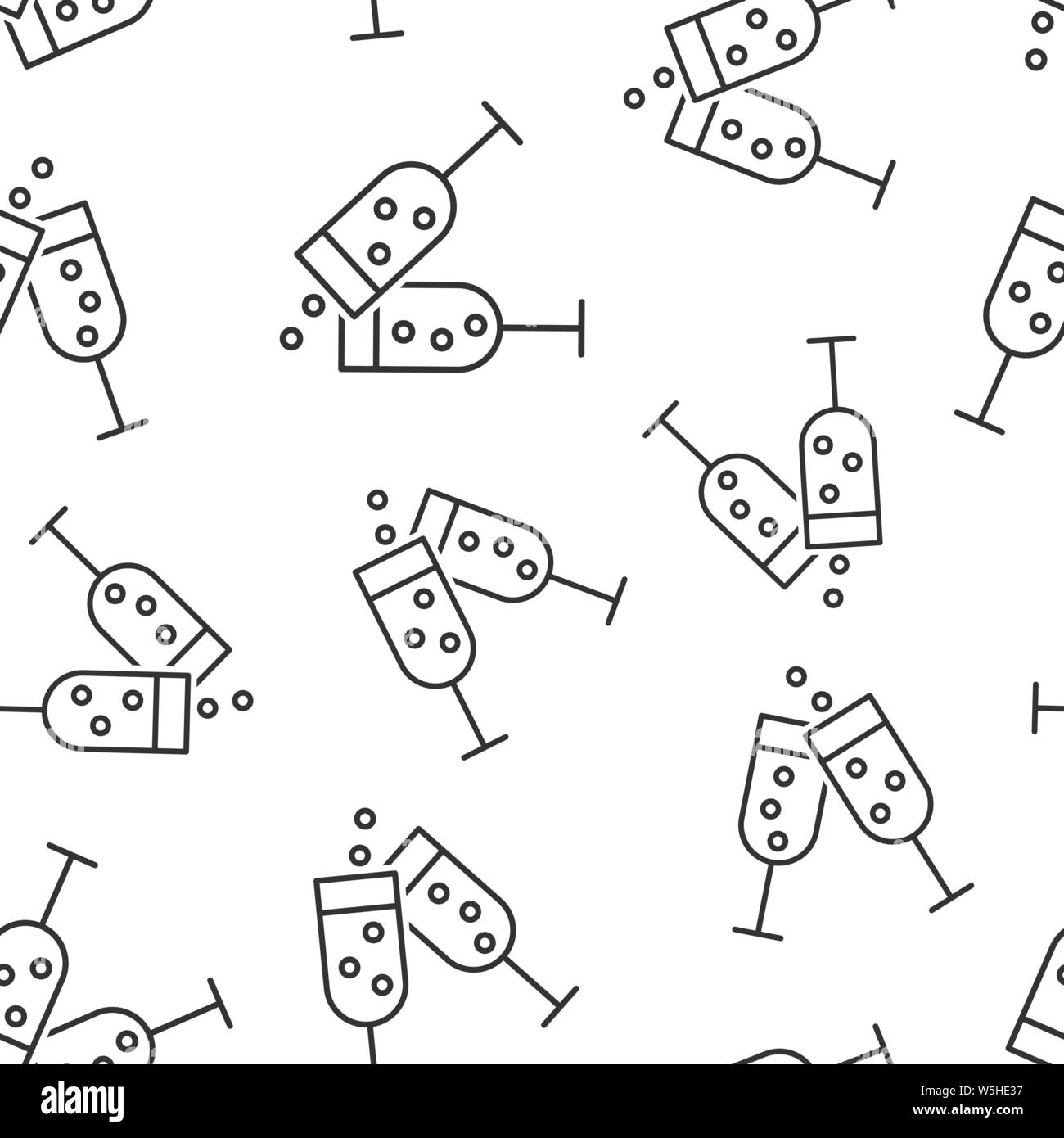 Champagne glass icon seamless pattern background. Alcohol drink vector ...