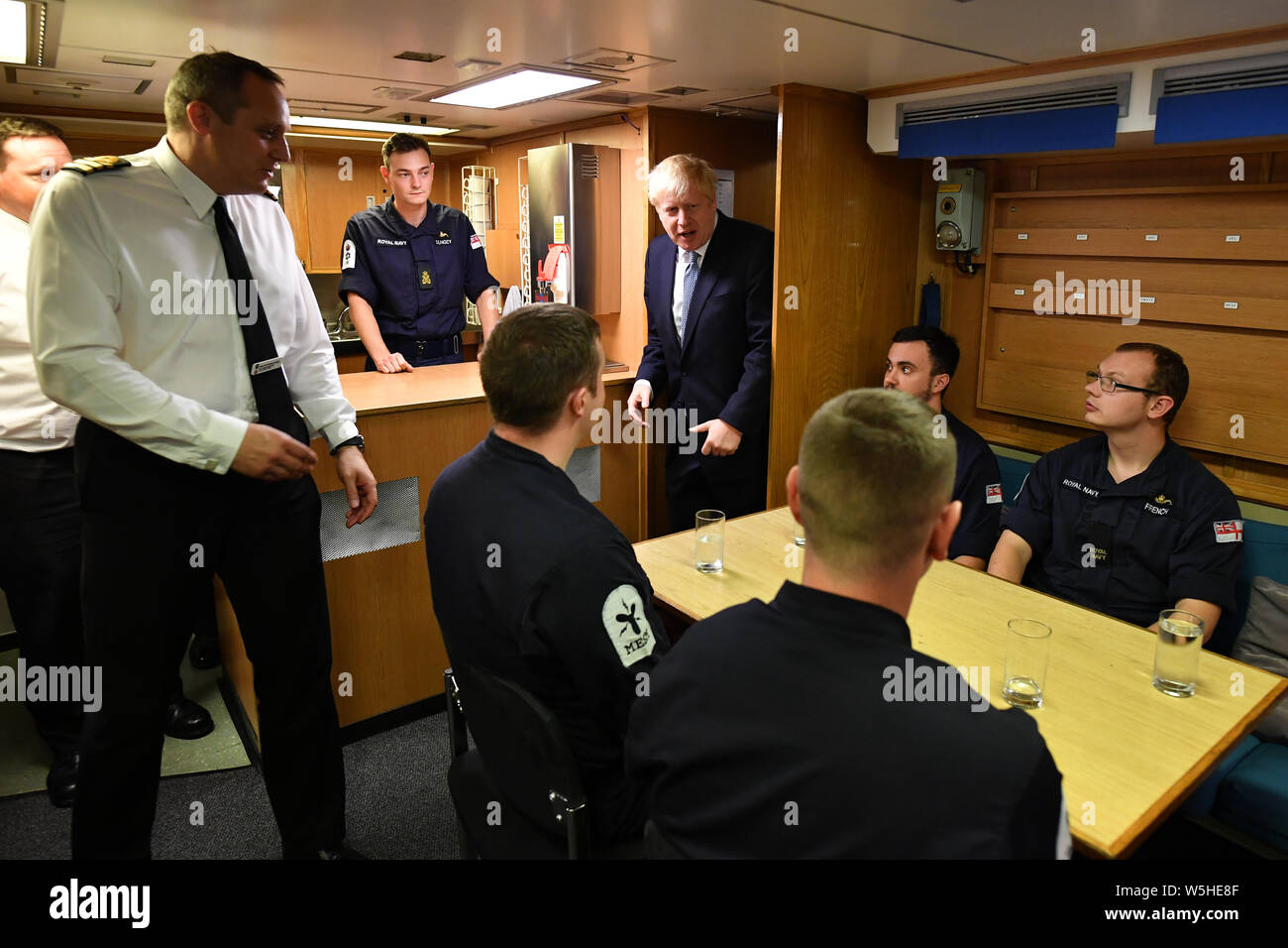 Prime Minister Boris Johnson meets crew members as he visits HMS ...