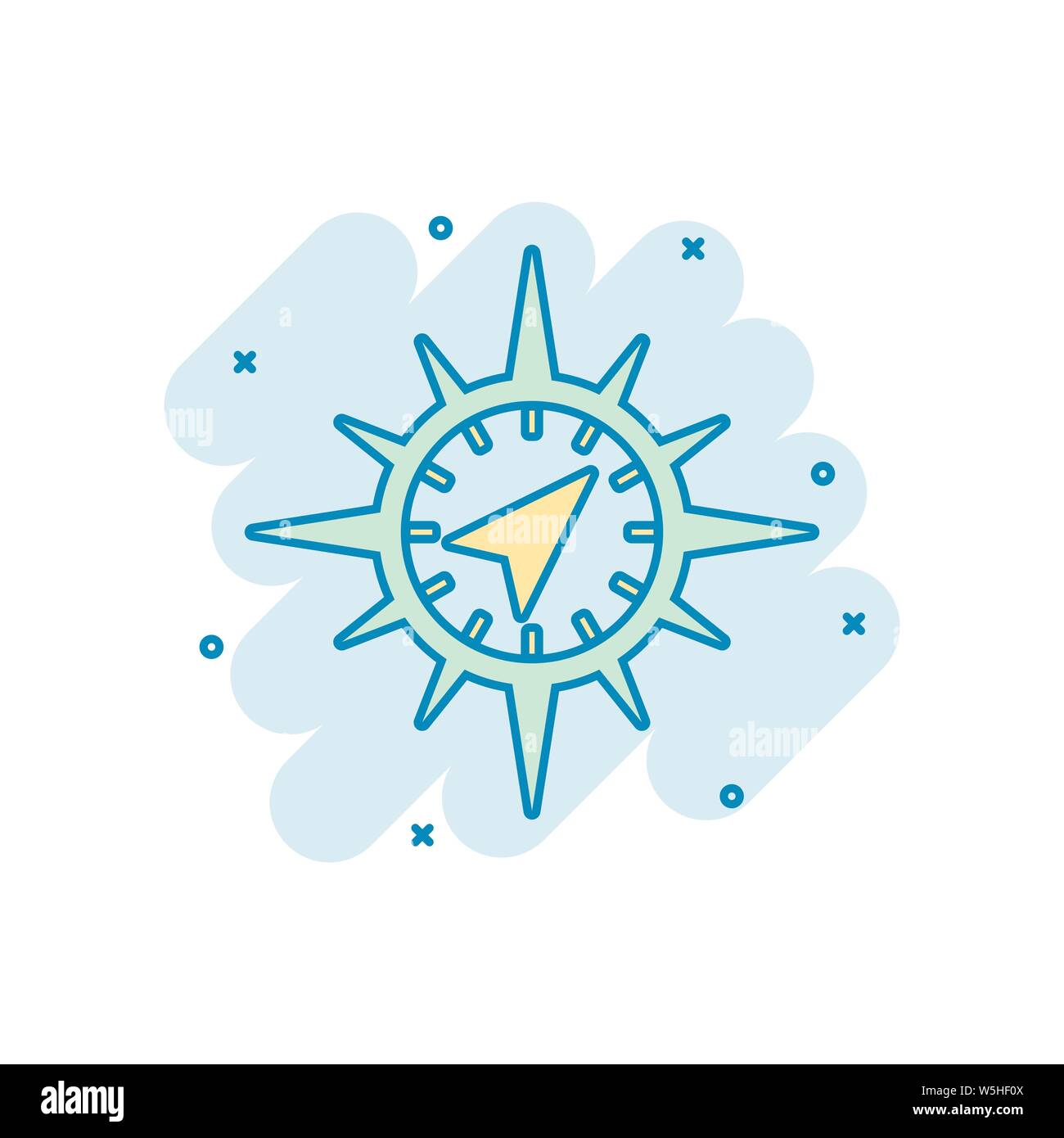 Global navigation icon in comic style. Compass gps vector cartoon ...