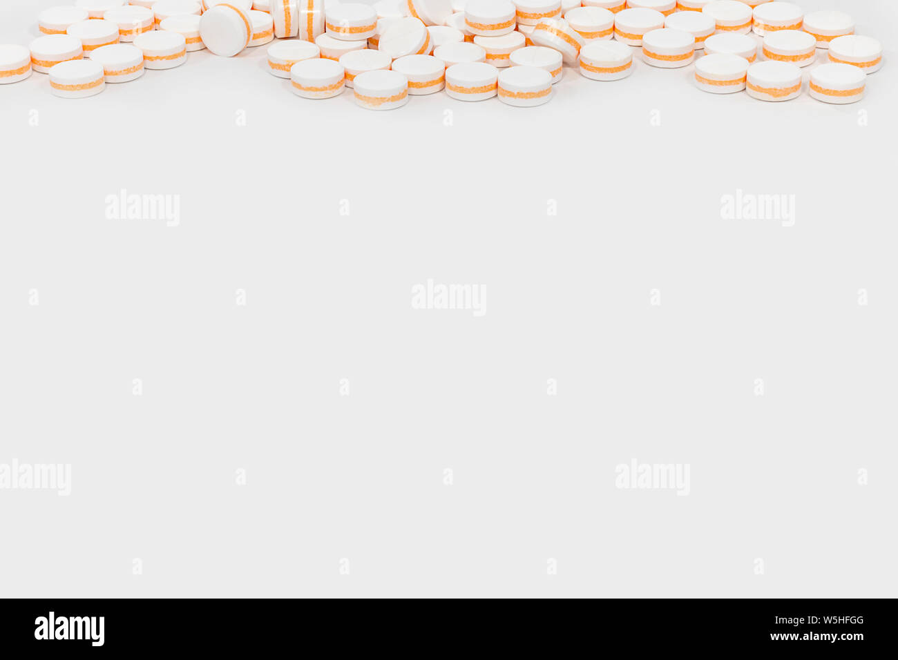 White pills, painkillers on a white background. Concept healthcare and ...