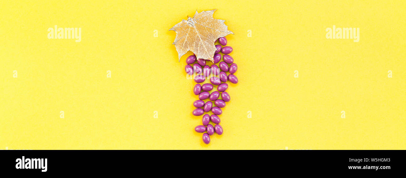 Purple nutritional supplement Grape seed extract pills in bunch of ...