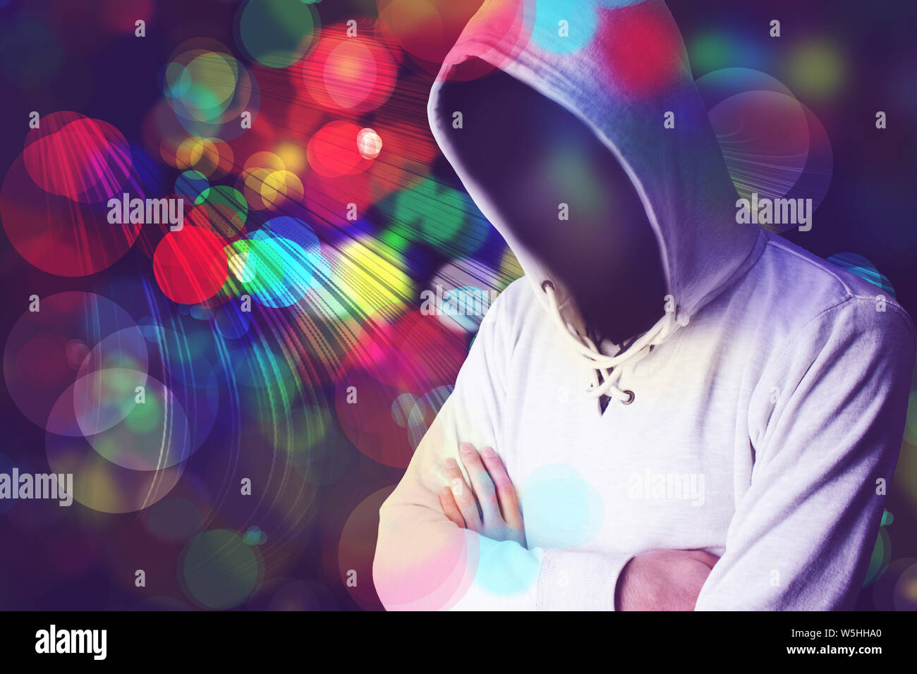 hacker on colorful background Stock Photo - Alamy