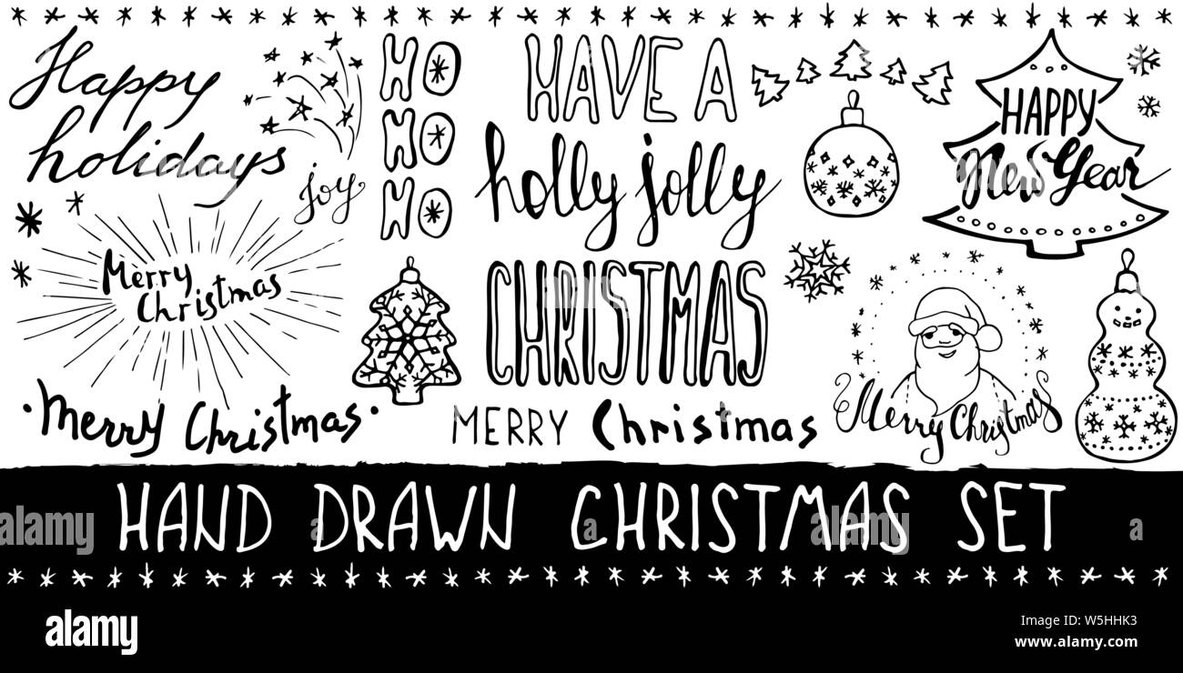 Set of Christmas typography and design elements. Christmas lettering ...