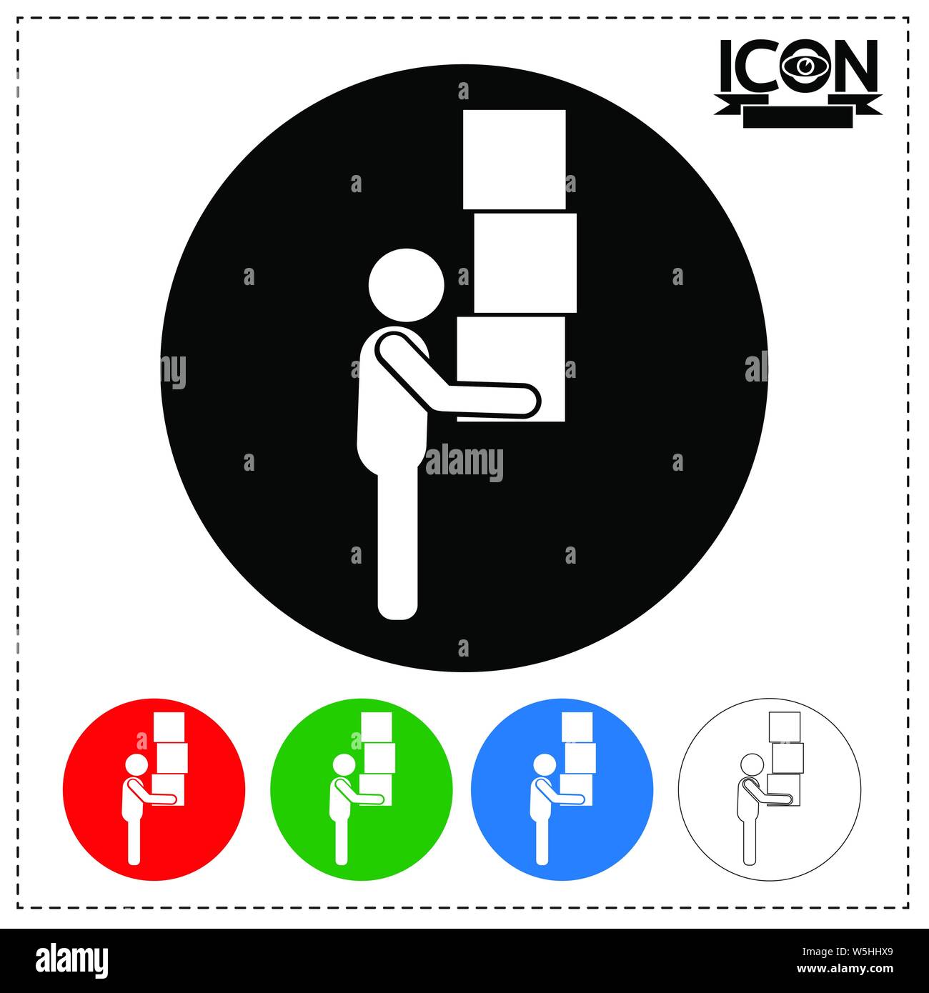 Man Moving Box Icon Stock Vector Image & Art - Alamy