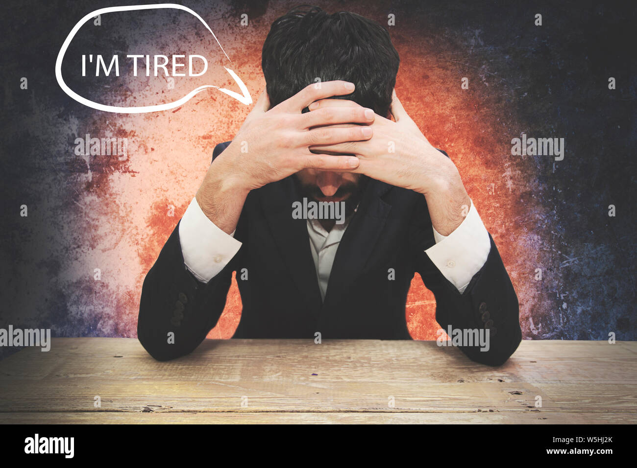 Exhausted businessman covering face hi-res stock photography and images ...