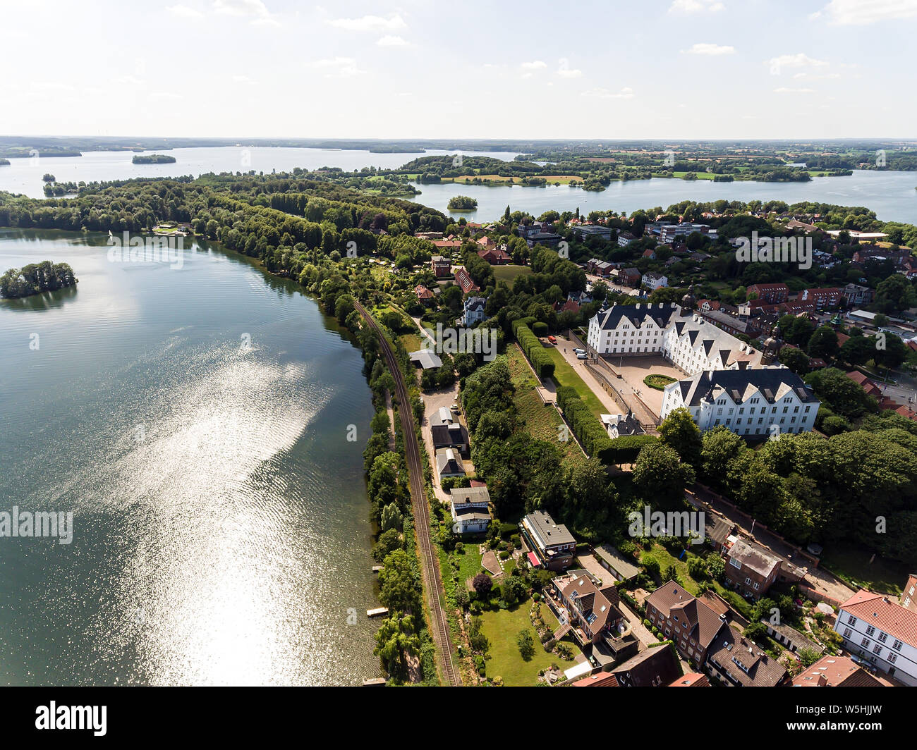 Aerial View oft the Town Ploen in Schleswig-Holstein in Northern ...