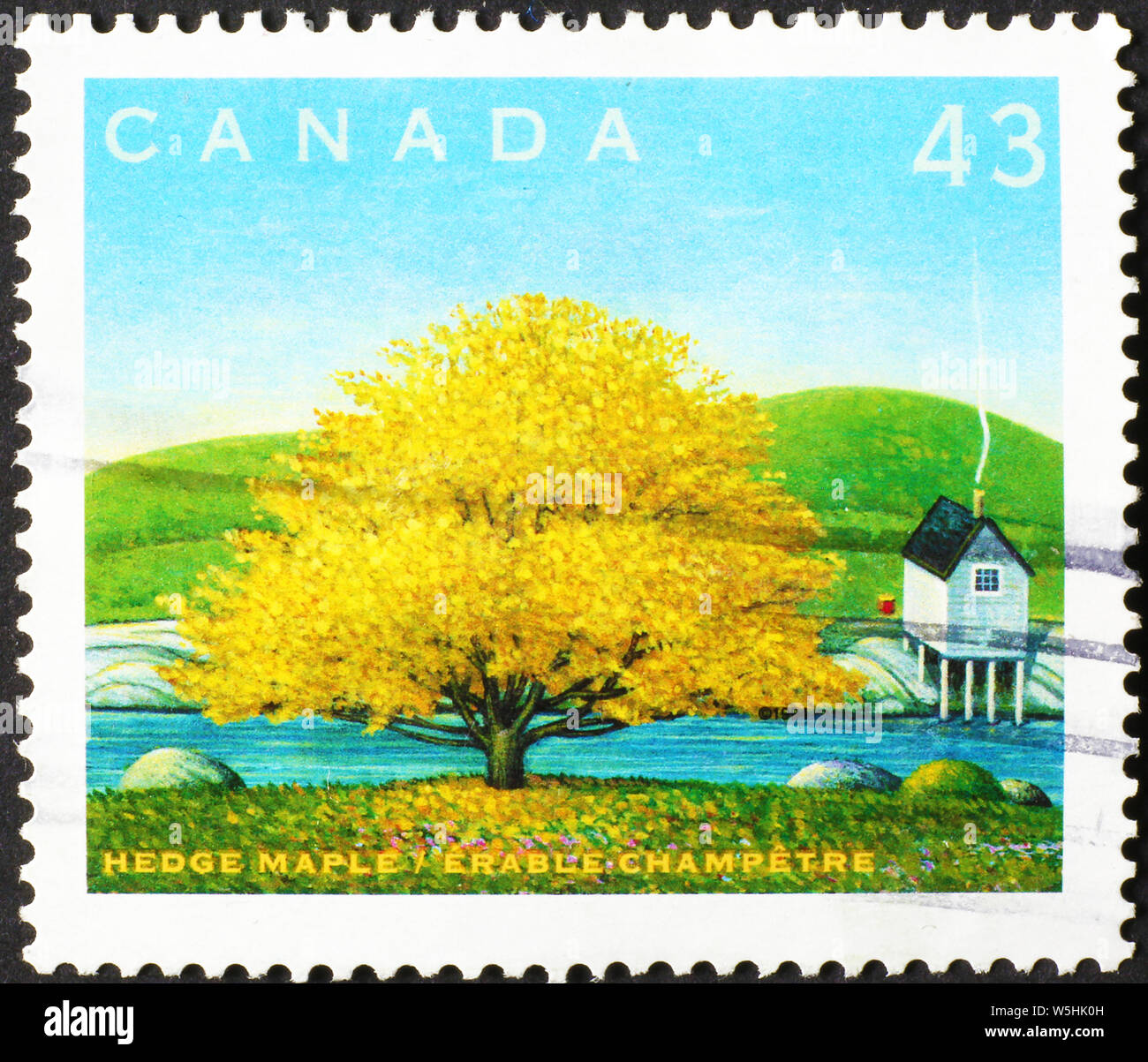 Country landscape on canadian postage stamp Stock Photo - Alamy