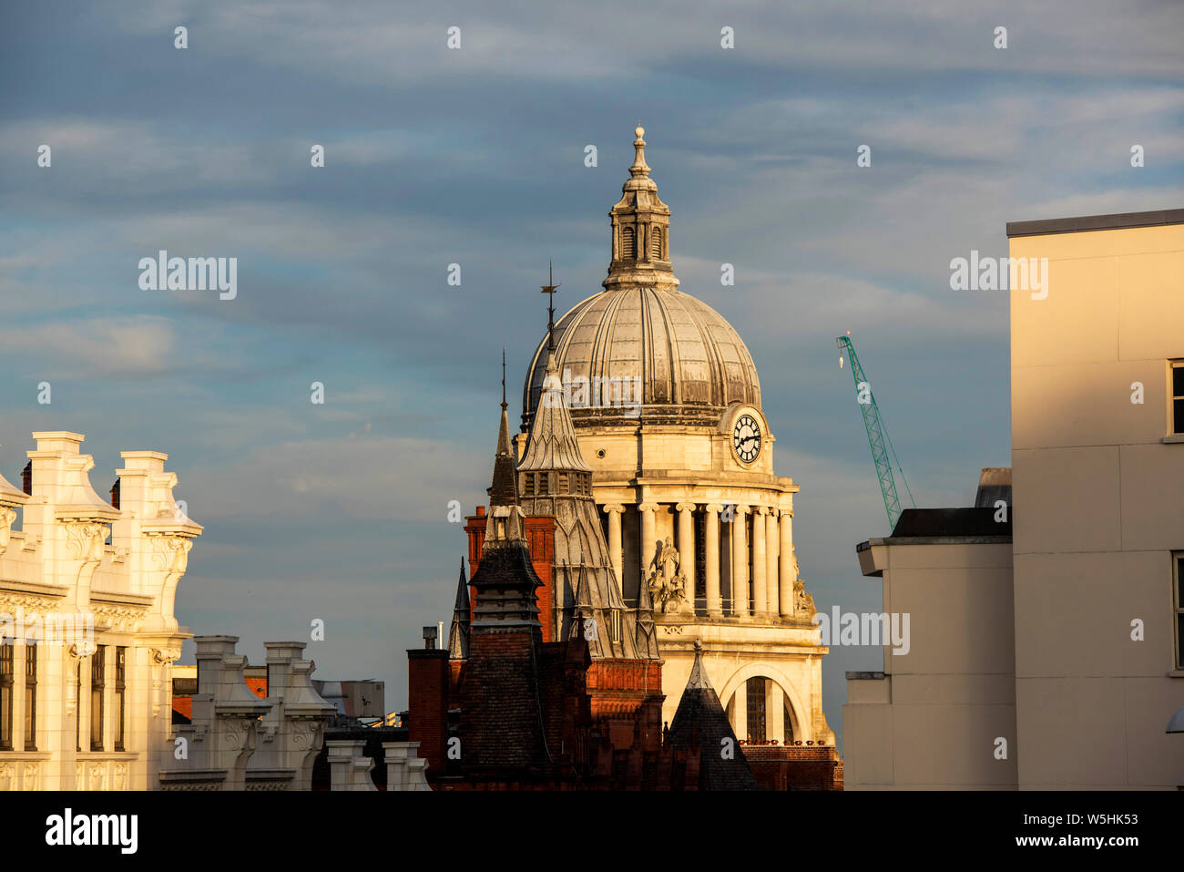 Dusk over the rooftops of Nottingham City, Nottinghamshire England UK ...