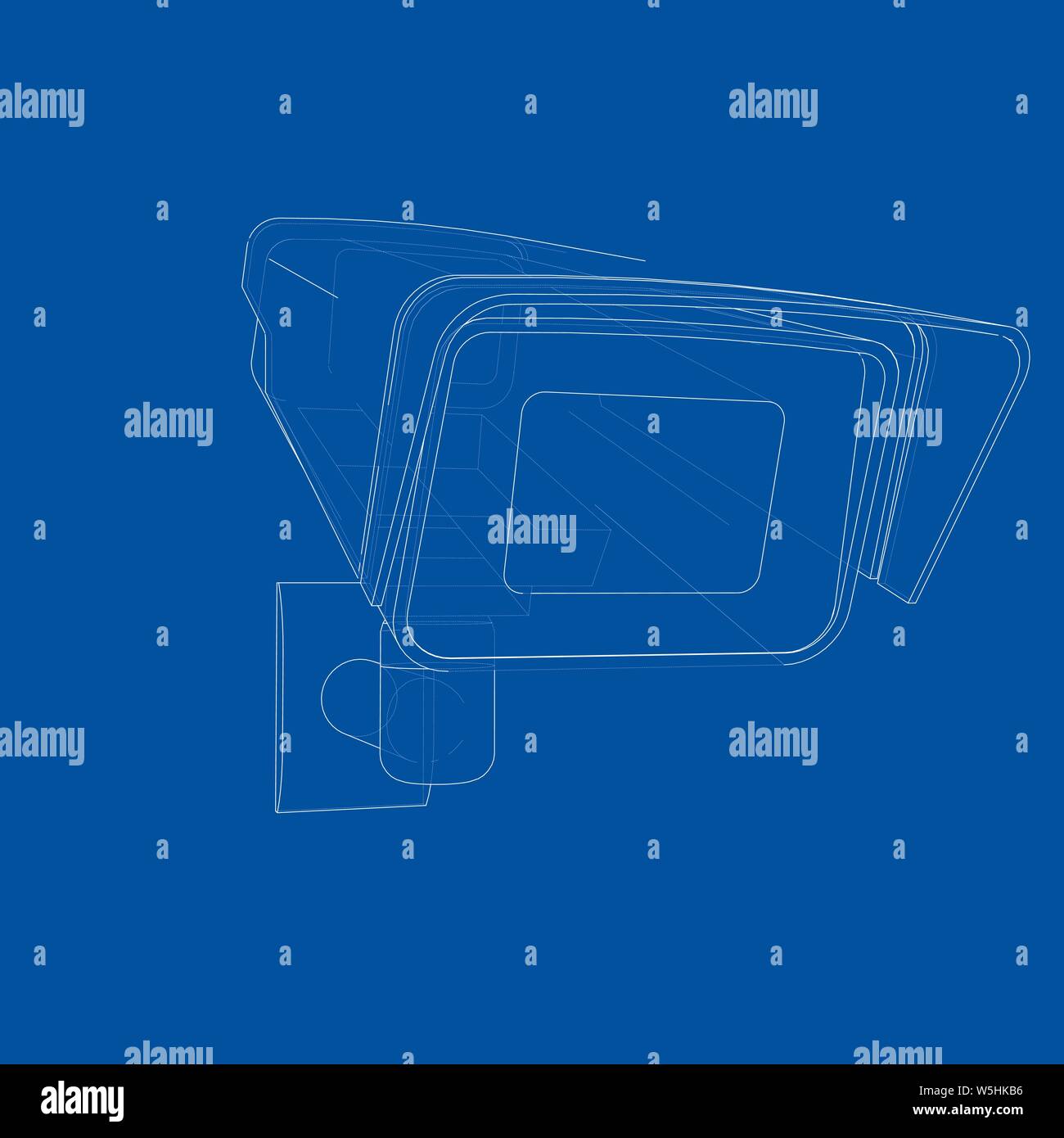 Outline CCTV camera. Security camera. Vector rendering of 3d. Wire ...