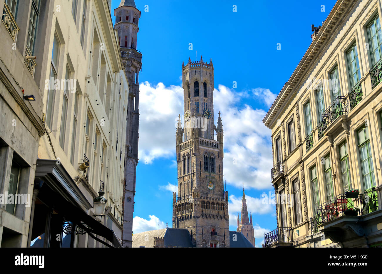 The Belfry of Bruges located in the Market Square of Bruges (Brugge ...