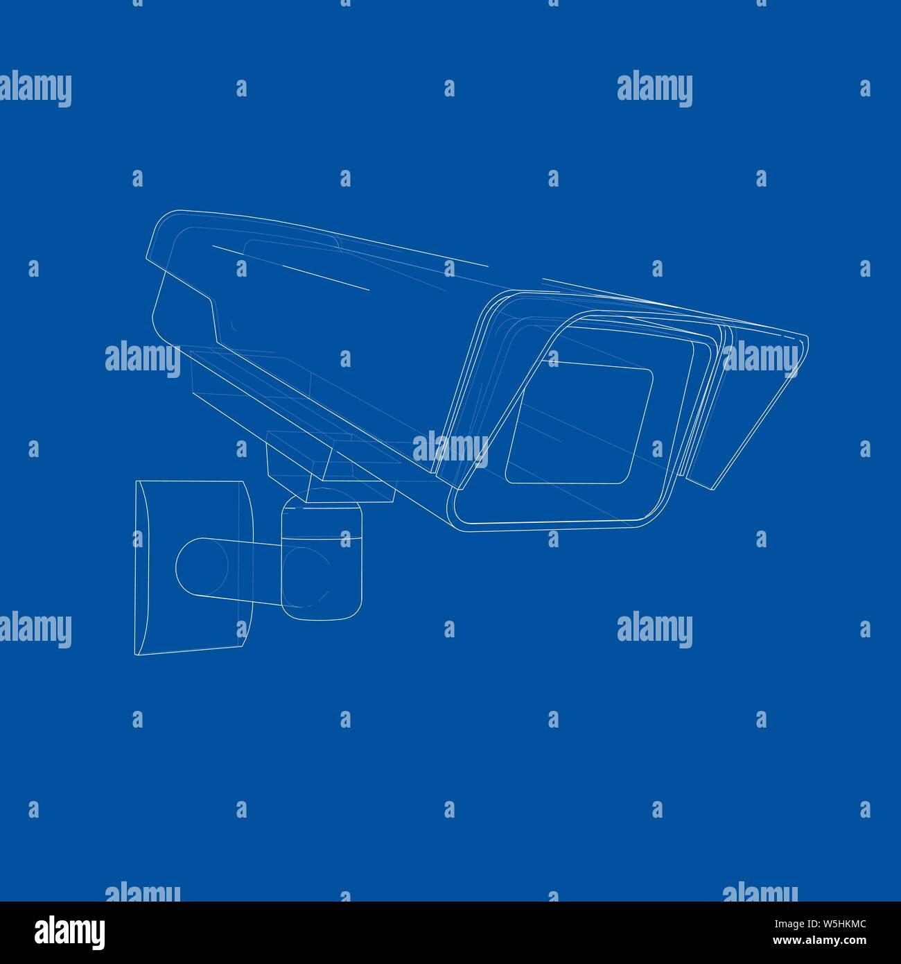 Outline CCTV camera. Security camera. Vector rendering of 3d. Wire ...