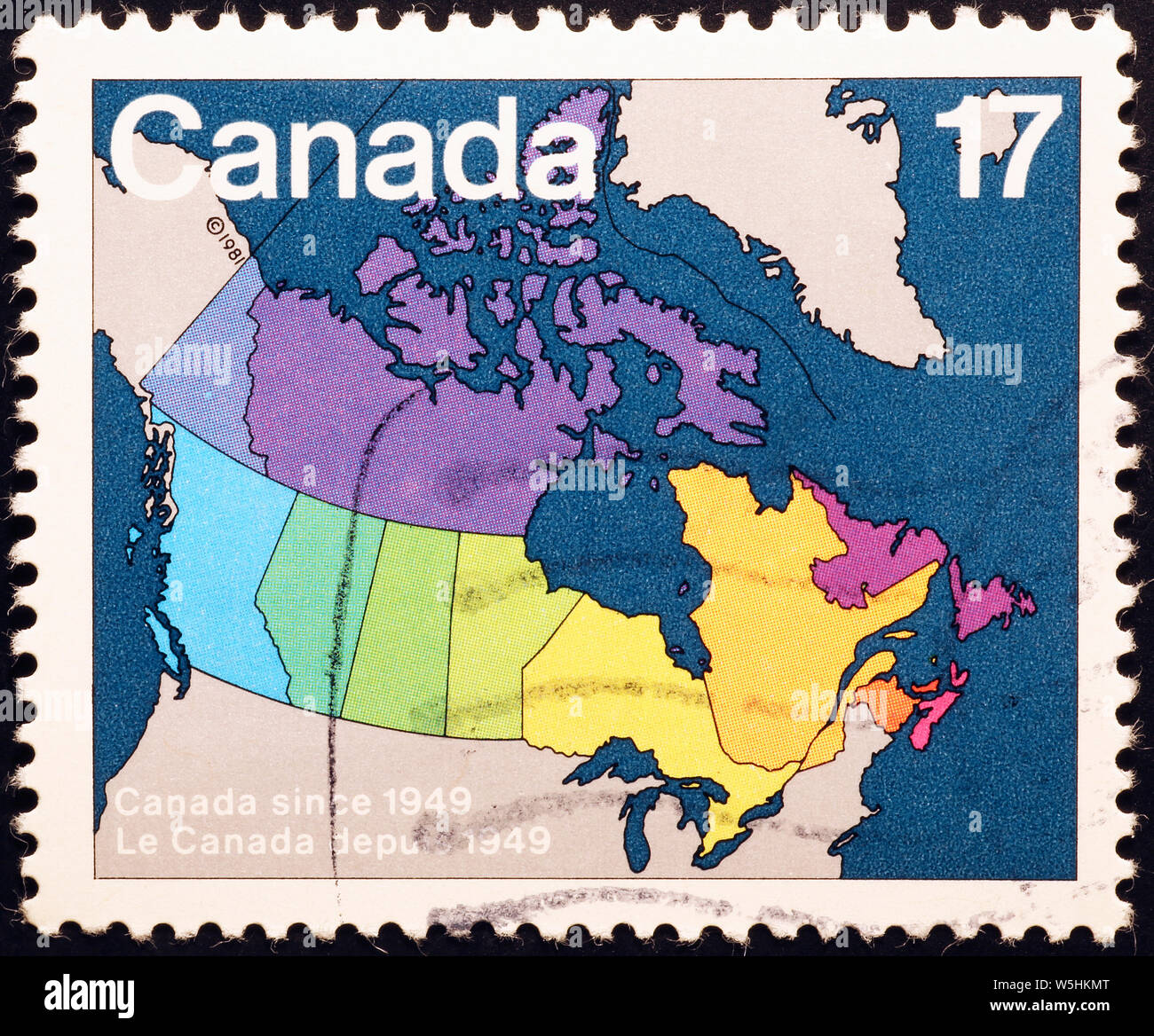 Rough map of Canadian states on postage stamp Stock Photo - Alamy