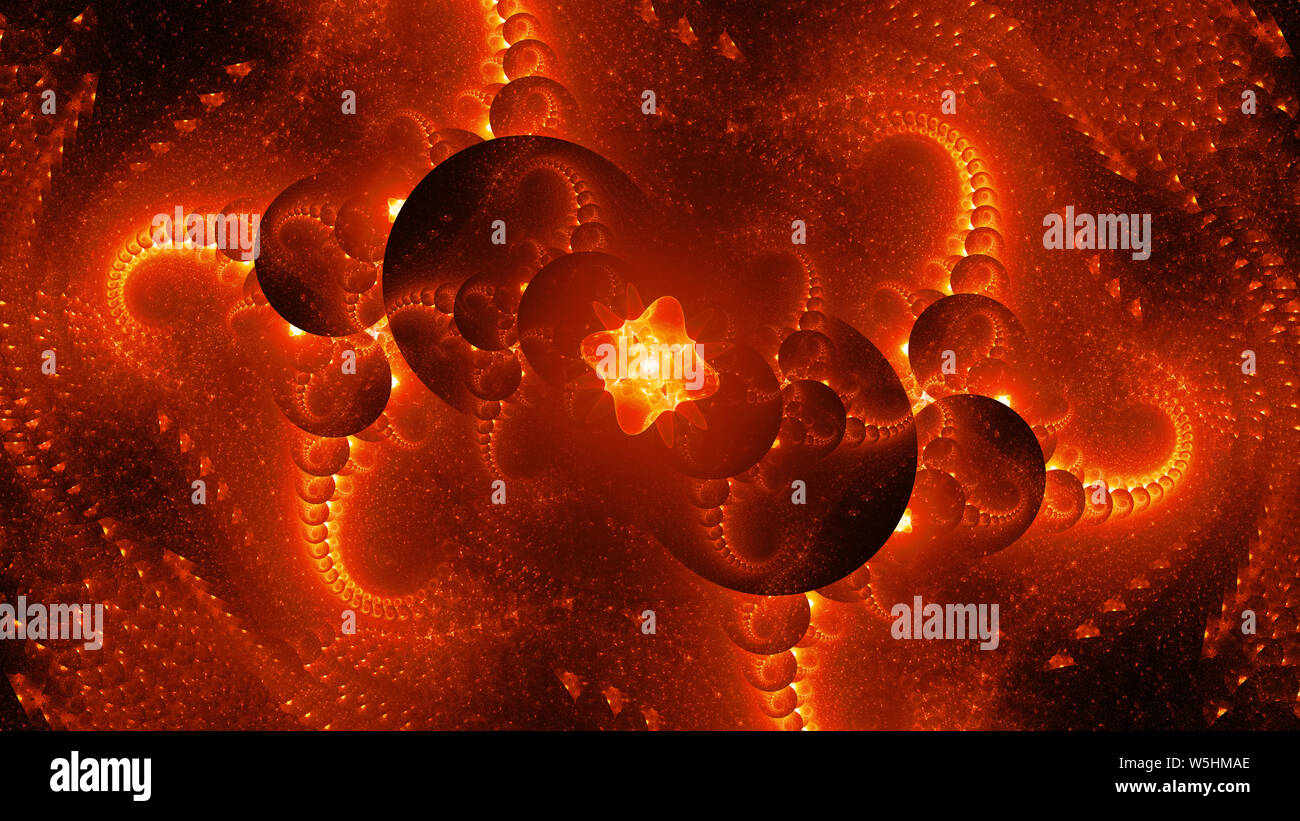 Fiery glowing alien technology, computer generated abstract background, 3D rendering Stock Photo ...