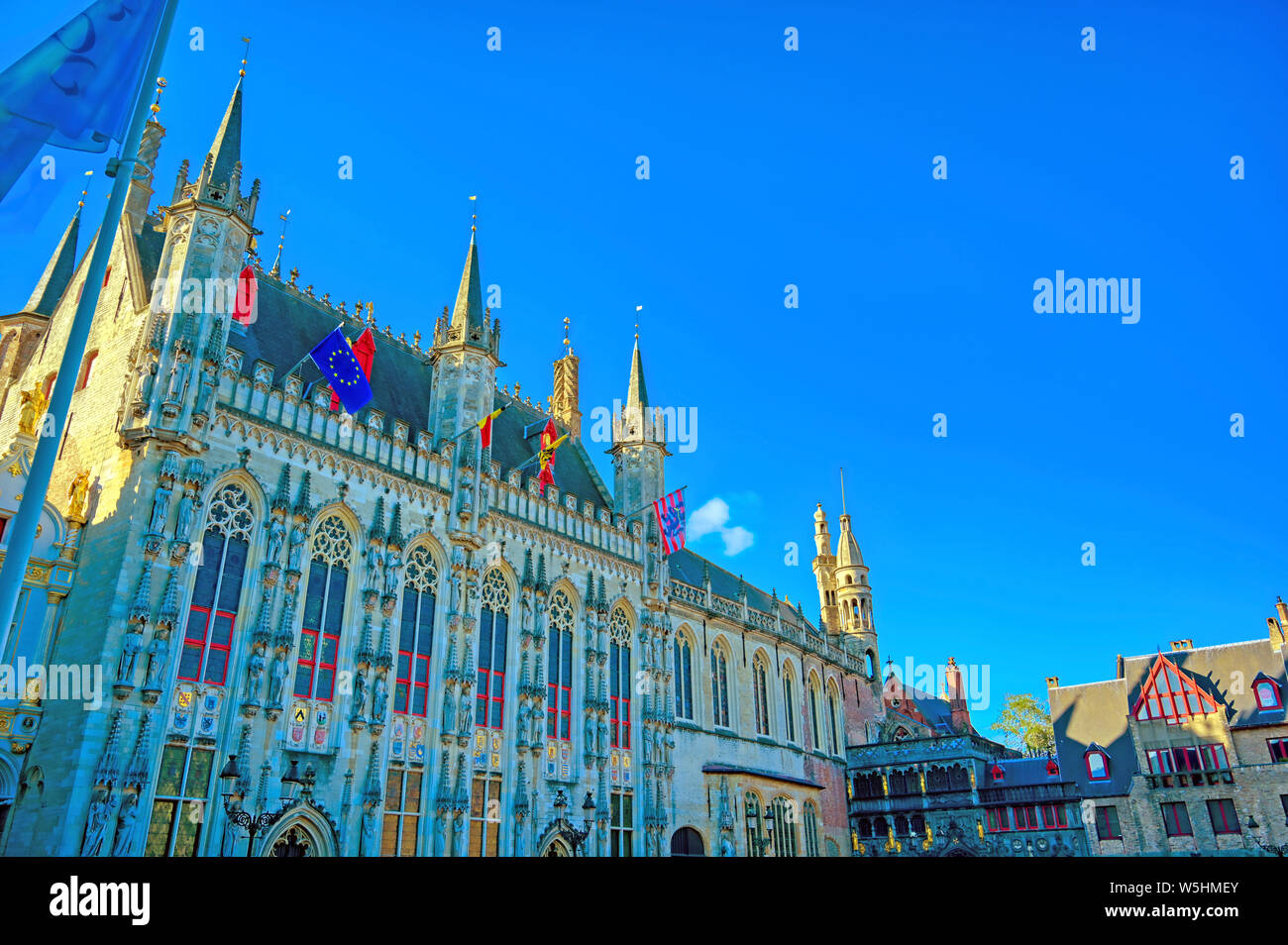 Bruges City Hall located in Burg Square in the centre of Bruges (Brugge ...