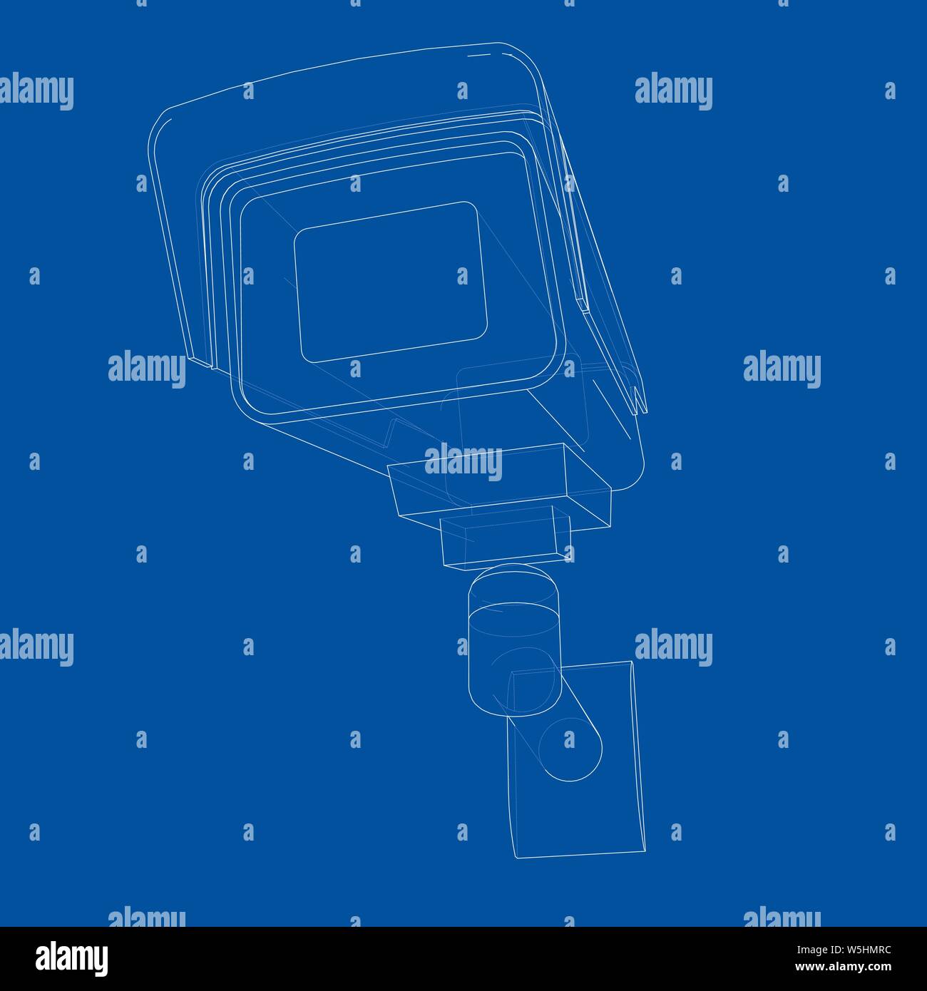 Outline CCTV camera. Security camera. Vector rendering of 3d. Wire ...