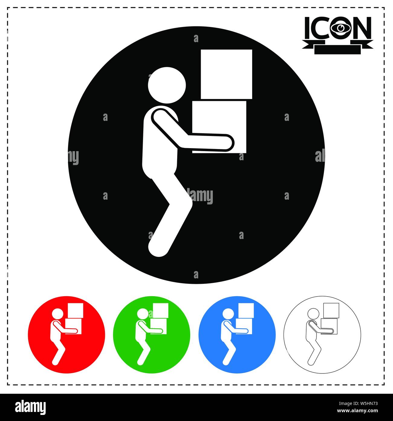 Man Moving Box Icon Stock Vector Image & Art - Alamy