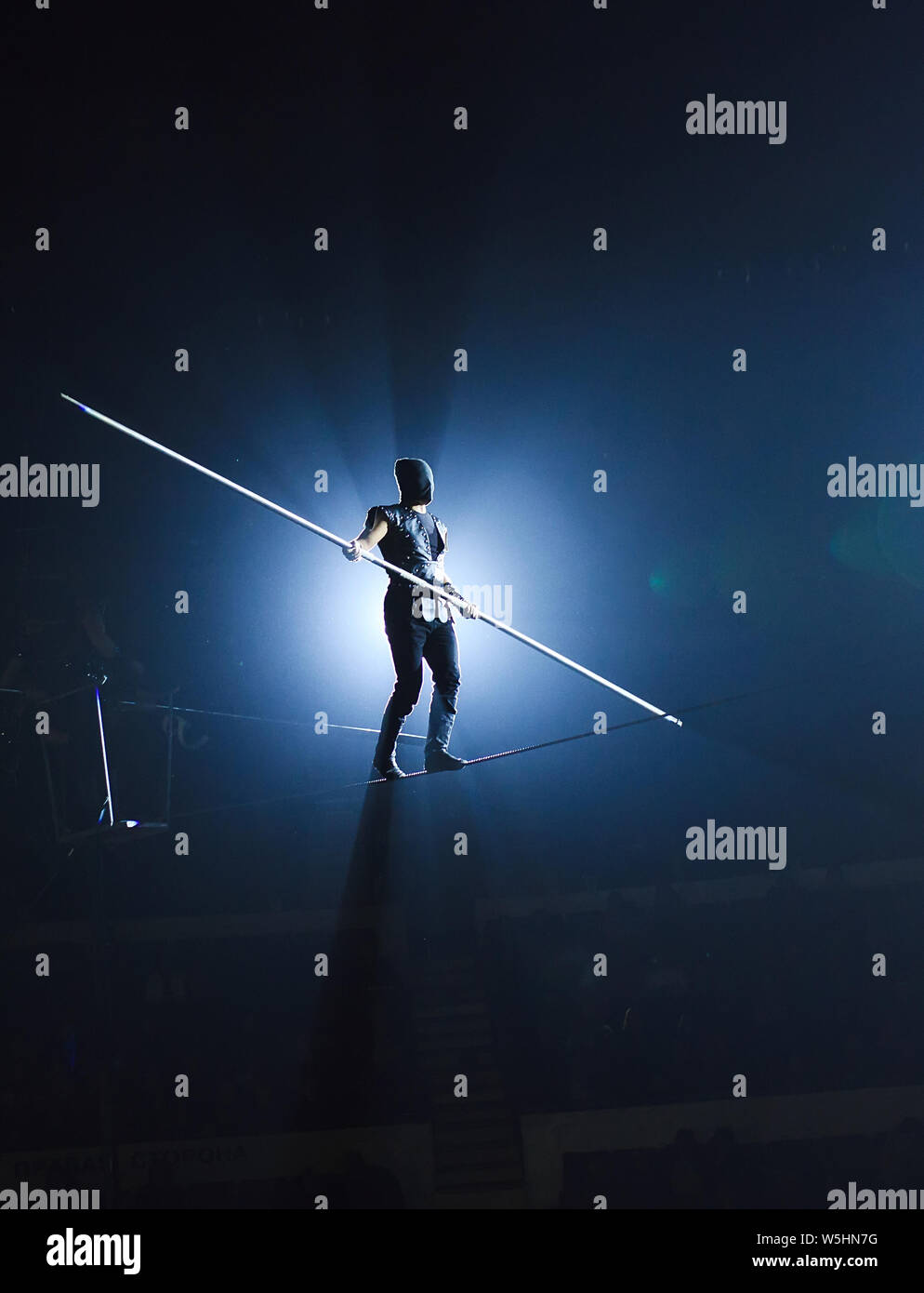 Fearless tightrope walkers at the circus arena Stock Photo - Alamy