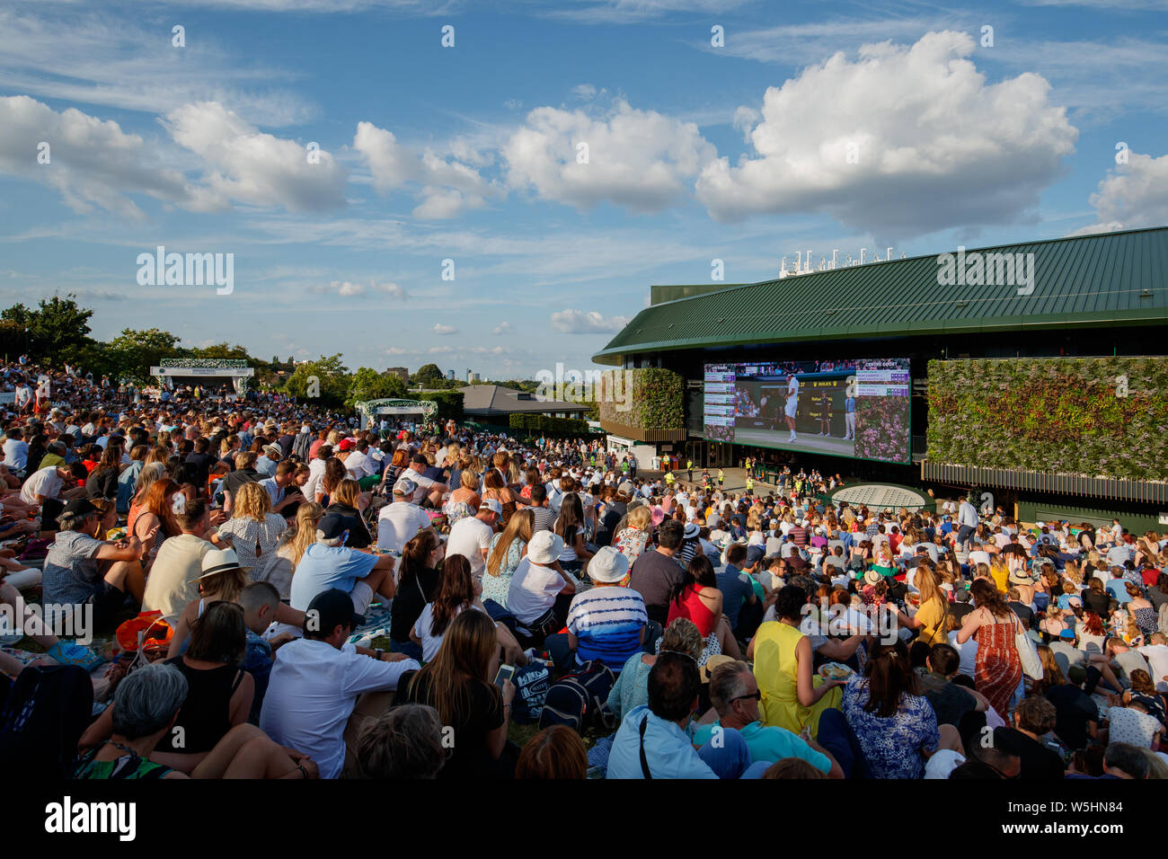 Fans and spectators on Henman Hill , Murray Mound or Aorangi Hill with ...