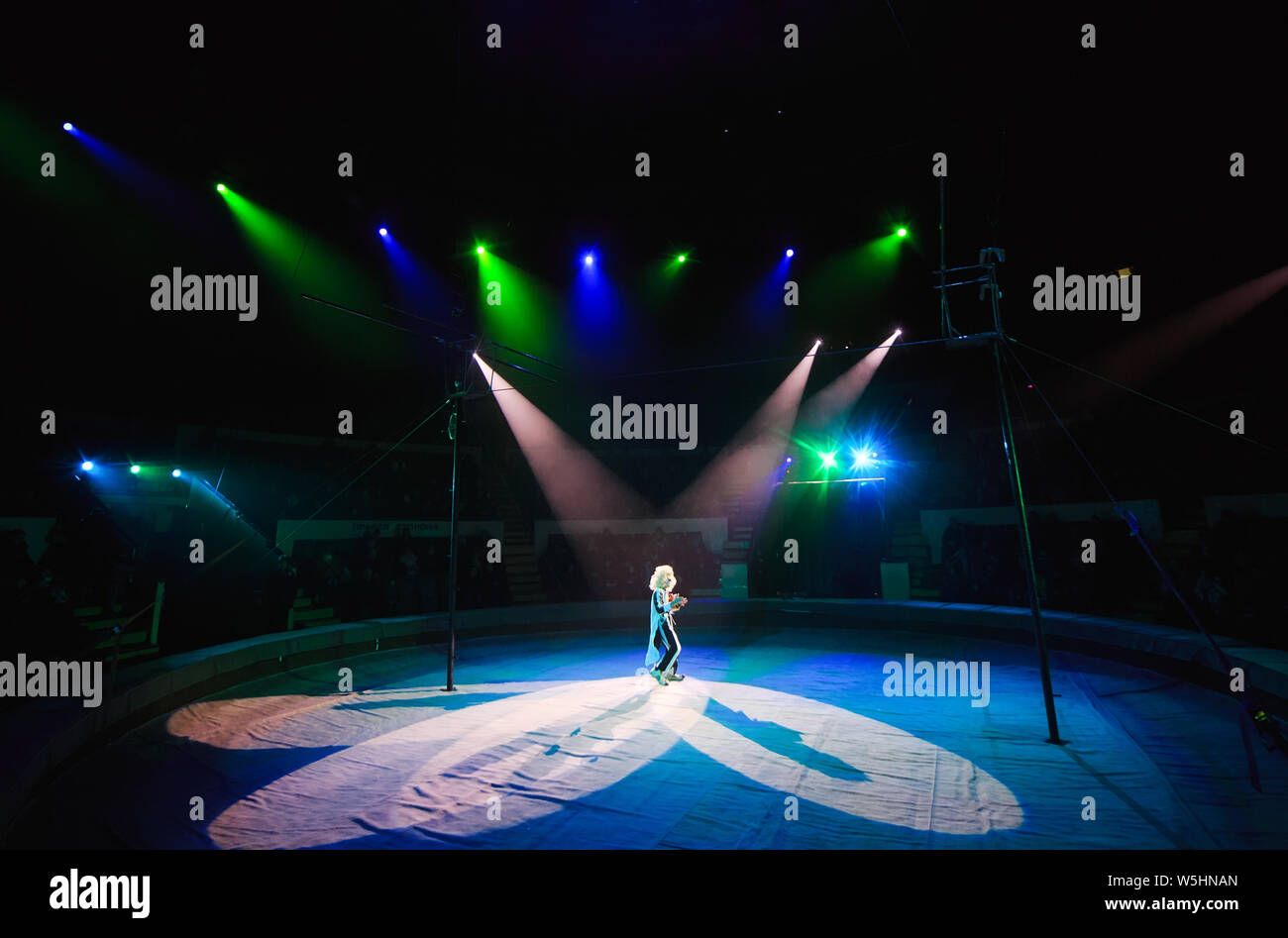 Clown funny performance in the circus arena Stock Photo - Alamy
