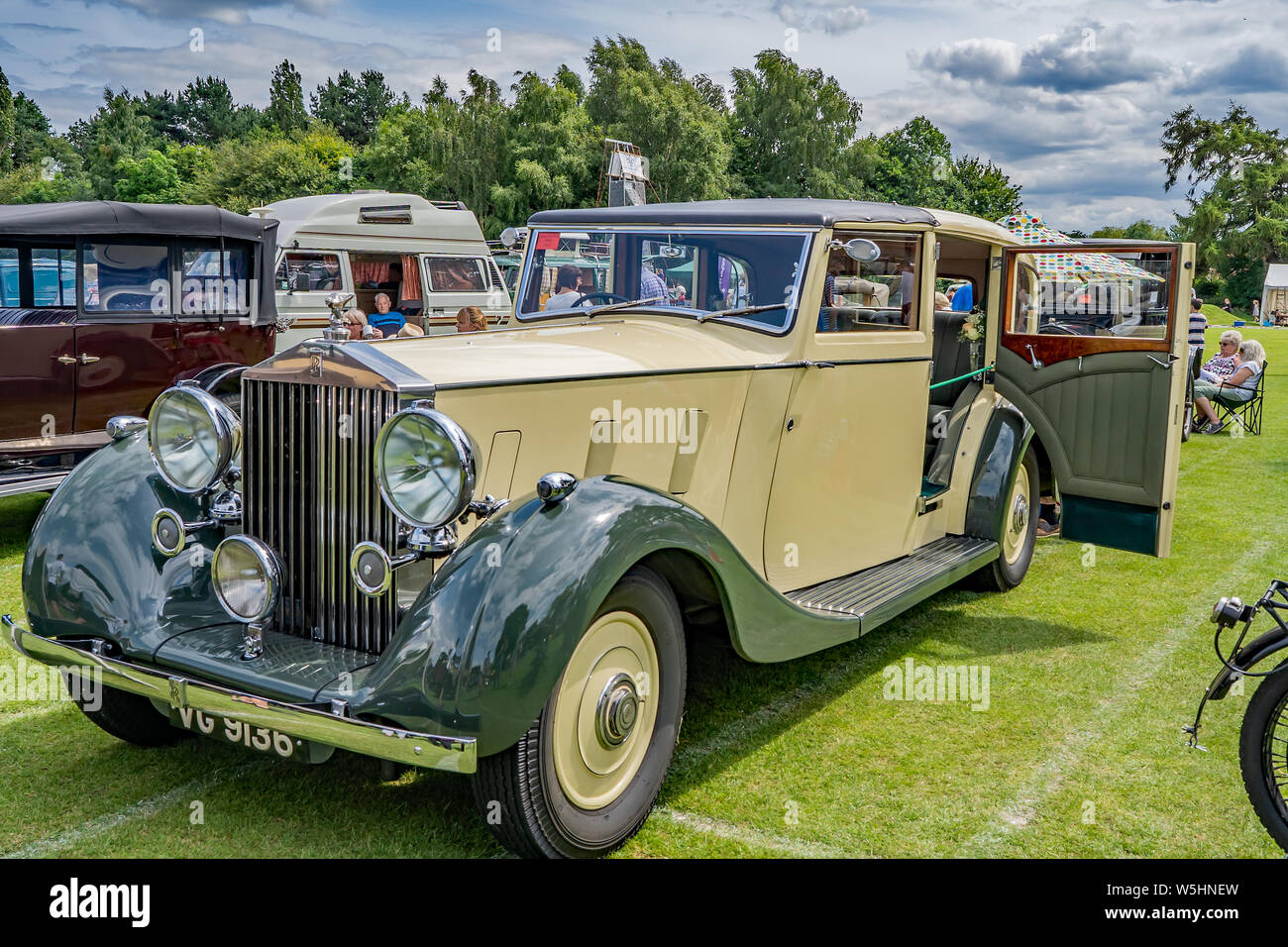 Front view of vintage Rolls Royce on display at the annual classic and ...