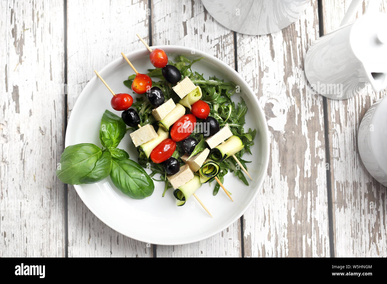 Easy to digest vegetable appetizer, Greek style shashlik. Horizontal ...