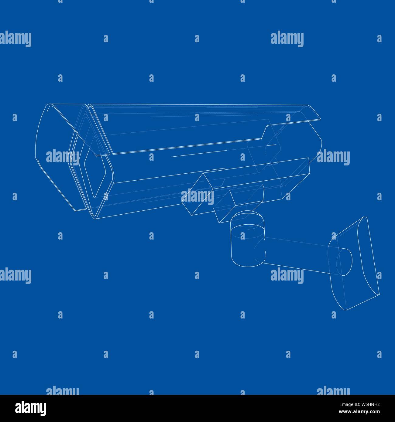 Outline CCTV camera. Security camera. Vector rendering of 3d. Wire ...