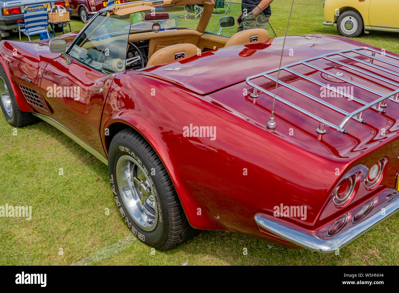 Side view of a classic convertible Corvette Stingray sports car on ...