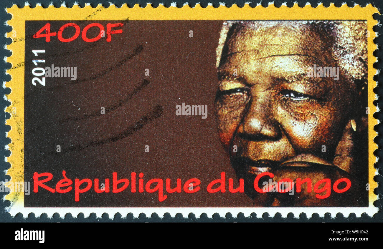Nelson Mandela on postage stamp of Congo Stock Photo - Alamy