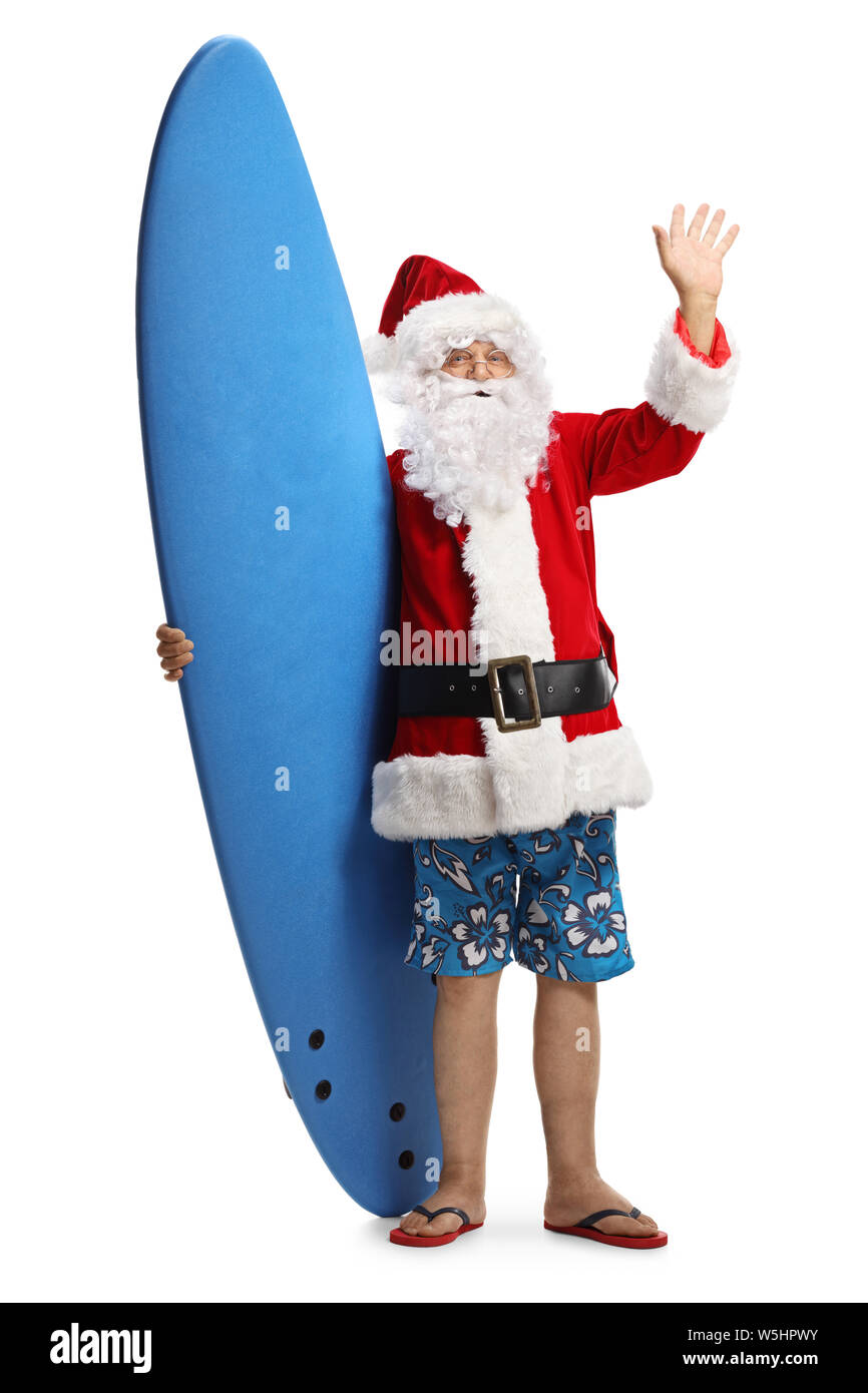 Full length portrait of a happy santa claus on a holiday with a ...