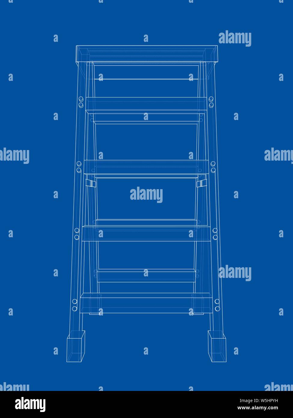 Outline household steps. Vector rendering of 3d. Wire-frame style. The ...