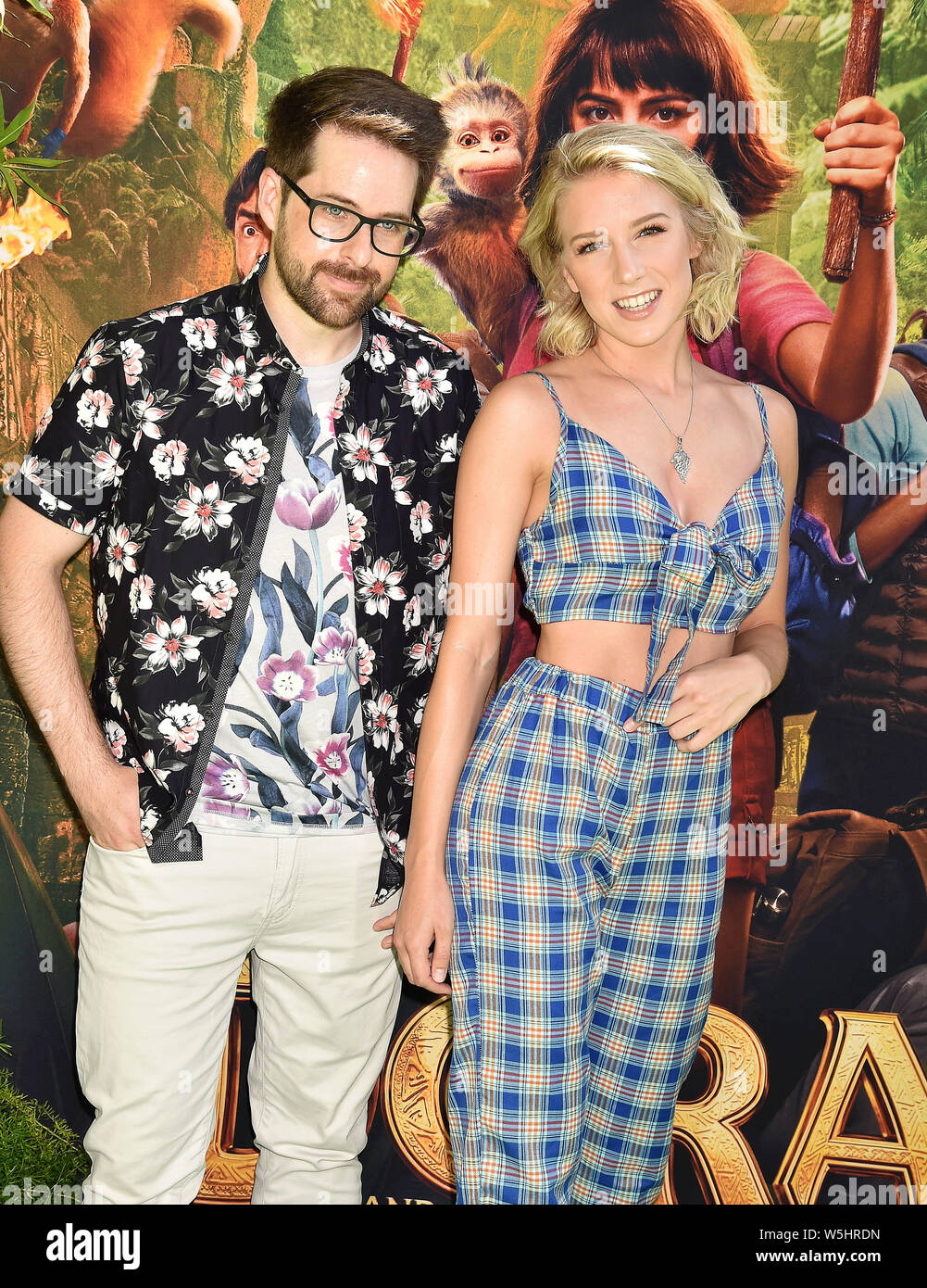 LOS ANGELES, CA - JULY 28: Ian Hecox (L) and Courtney Miller attend the LA Premiere of Paramount ...