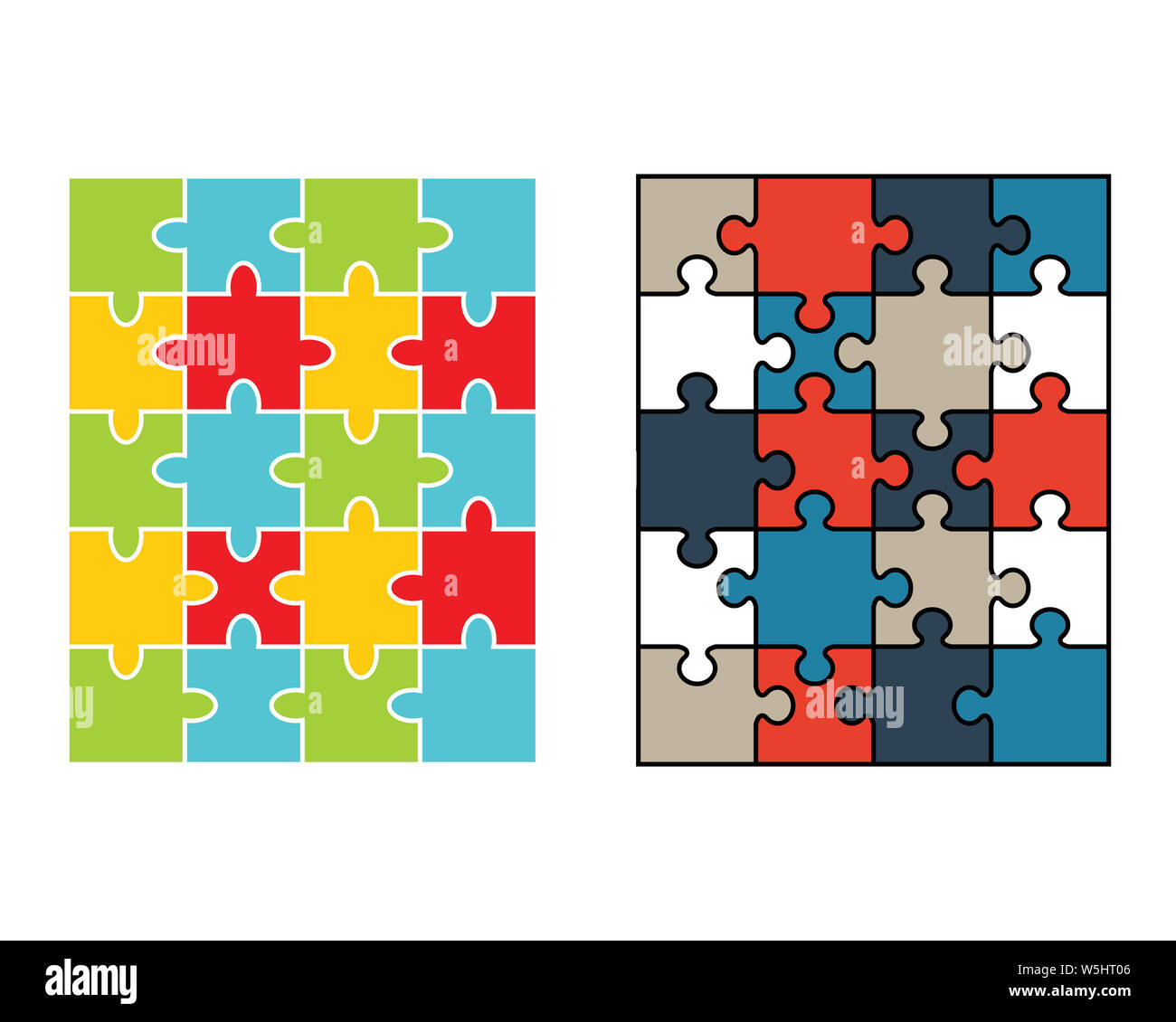 Vector illustration of colorful puzzle, separate pieces Stock Photo - Alamy