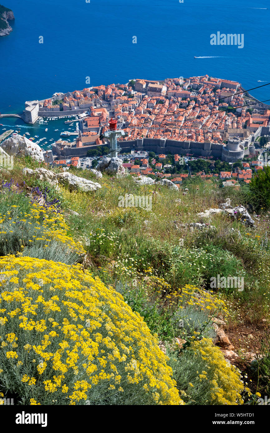 Dubrovnik Old Town and City Walls, Croatia From Srd Hill Stock Photo ...